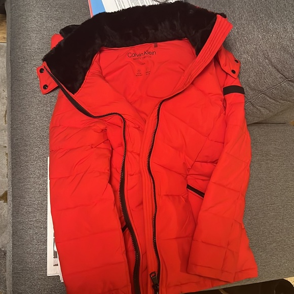 Calvin Klein | Jackets & Coats | Calvin Klein Red Puffer Coat | Poshmark